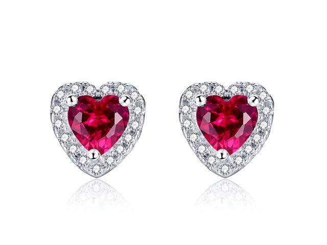 Click here for Mabella Sterling Silver Heart Shaped Simulated Rub... prices