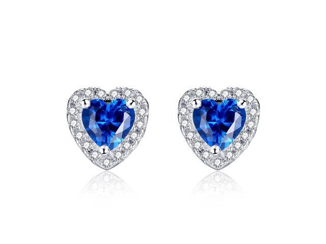 Click here for Mabella Sterling Silver Heart Shaped Simulated Blu... prices