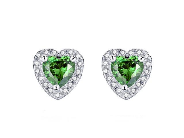 Click here for Mabella Sterling Silver Heart Shaped Simulated Eme... prices