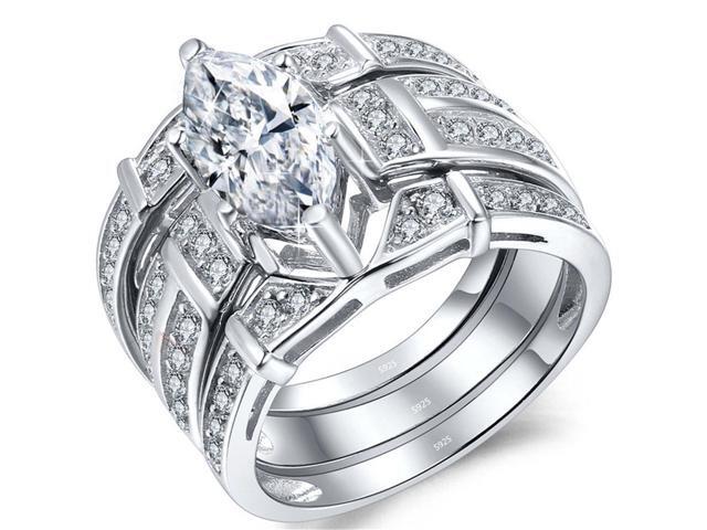 Click here for Mabella Trio Sterling Silver Cubic Zirconia CZ Mar... prices