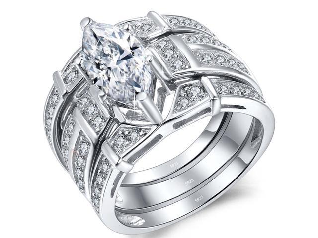 Click here for Mabella Trio Sterling Silver Cubic Zirconia CZ Mar... prices