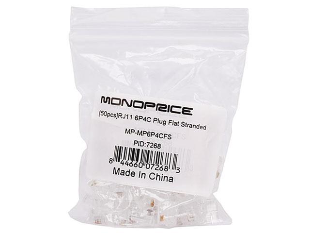 Click here for Monoprice RJ11 6P4C Plug Flat Stranded  50-Piece/B... prices