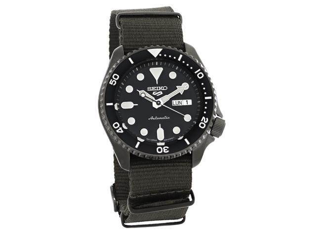 Seiko Mens Automatic 5 Sports Green Nylon Strap Watch 42.5mm - Green