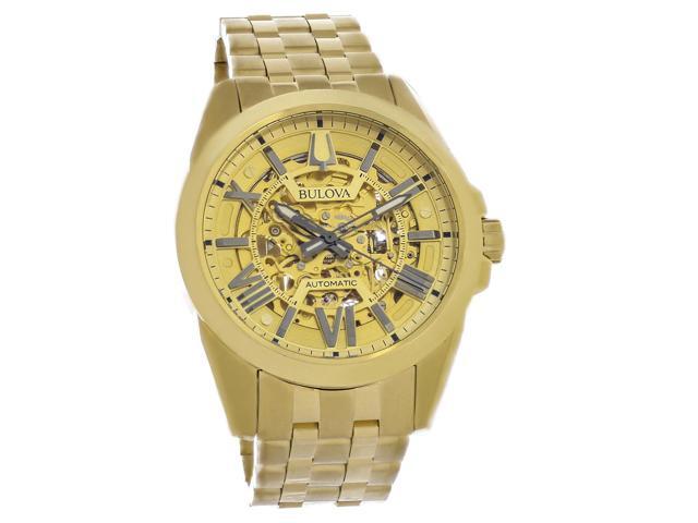 Bulova Mens Automatic Classic Sutton Gold-Tone Stainless Steel Bracelet Watch 46mm - Gold-tone