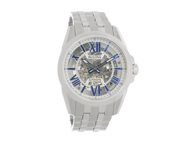 Click here for Bulova Skeleton Mens Silver Dial Stainless Steel A... prices