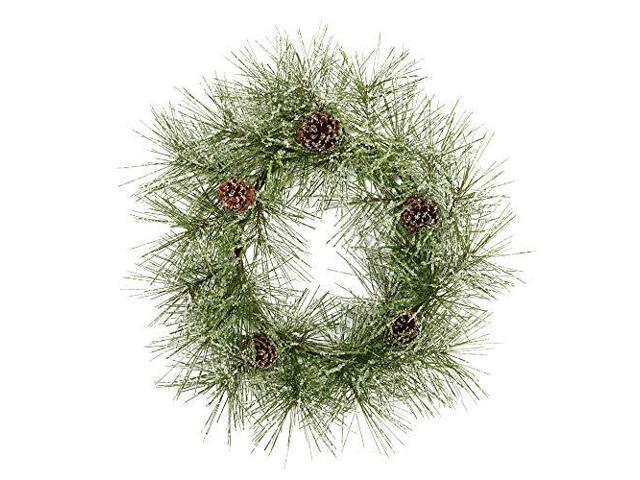 Click here for 24 Iced Pine Artificial Wreath with Pine Cones prices