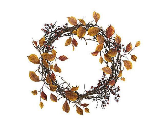 Click here for 19 Harvest Leaf  Berries and Twig Artificial Wreat... prices
