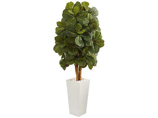 Click here for 5 Fiddle Leaf Artificial Tree in White Tower Plant... prices