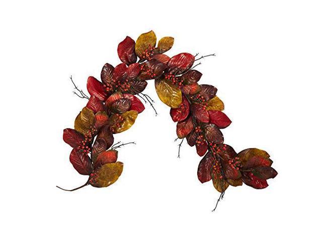 Click here for 6 Autumn Magnolia Leaf with Berries Artificial Gar... prices