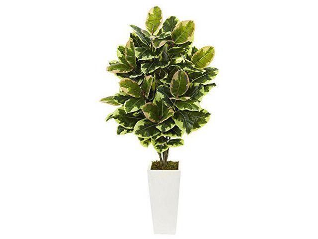 Click here for Variegated Rubber Leaf Artificial Plant in White T... prices
