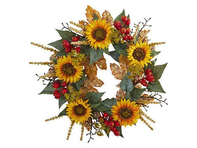 Click here for 27 Sunflower Berry Artificial Wreath prices