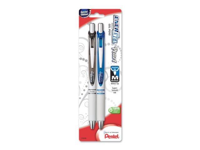 Pentel EnerGel Pearl Deluxe RTX Retractable Liquid Gel Pen  (0.7mm)  Black Ink/Blue Ink  2 Pack (BL77WBP2AC)