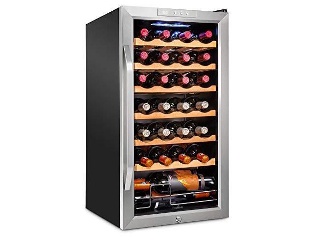 Ivation Freestanding Wine Refrigerator  28 Bottle Wine Cooler - Silver