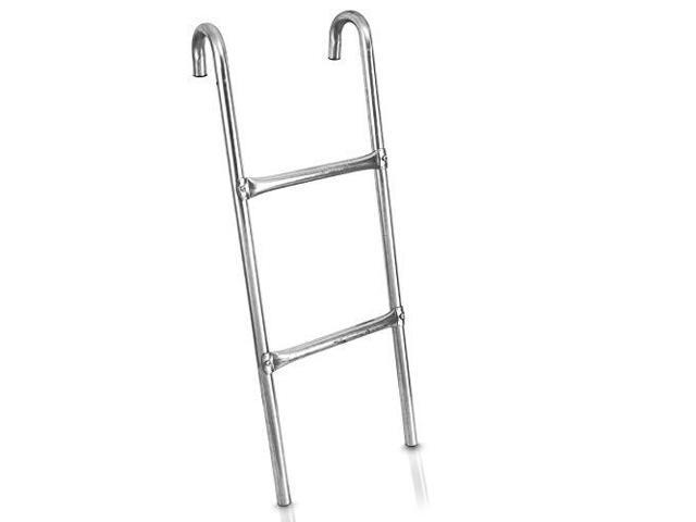 SereneLife Outdoor Trampoline Safety Ladder  Extra-Wide Footsteps - Silver