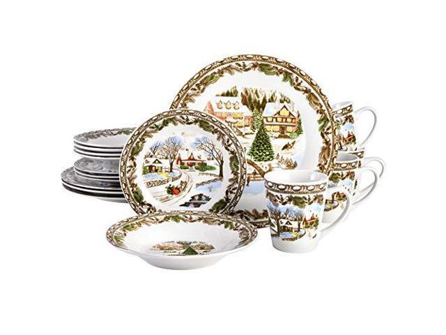 Click here for Gibson Home Christmas Toile 16 Piece Dinnerware Se... prices