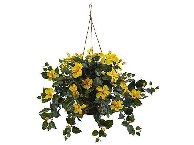 Click here for Nearly Natural 6866-YL 22in. Hibiscus Hanging Bask... prices