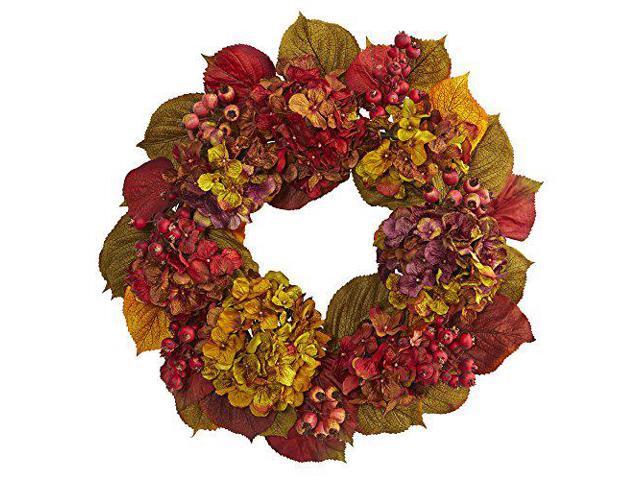 Click here for Nearly Natural 24 Fall Hydrangea Wreath  Multi/Col... prices