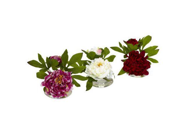 Click here for Nearly Natural 4789 Peony with Glass Vase Assorted... prices