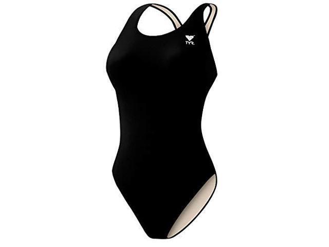 Click here for TYR Sport Womens Solid Maxback Swim Suit (Black  4... prices