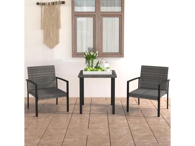 Click here for vidaXL 3 Piece Garden Dining Set Poly Rattan Gray prices