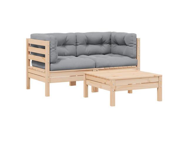 Click here for vidaXL 3 Piece Patio Lounge Set with Gray Cushions... prices