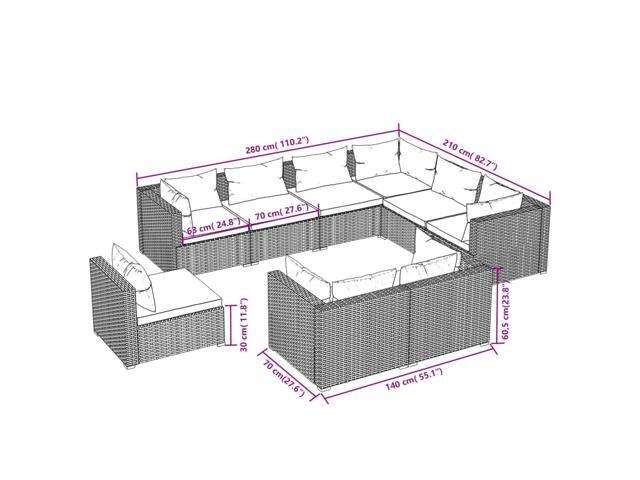 Click here for vidaXL Patio Lounge Set 9 Piece with Cushions Poly... prices