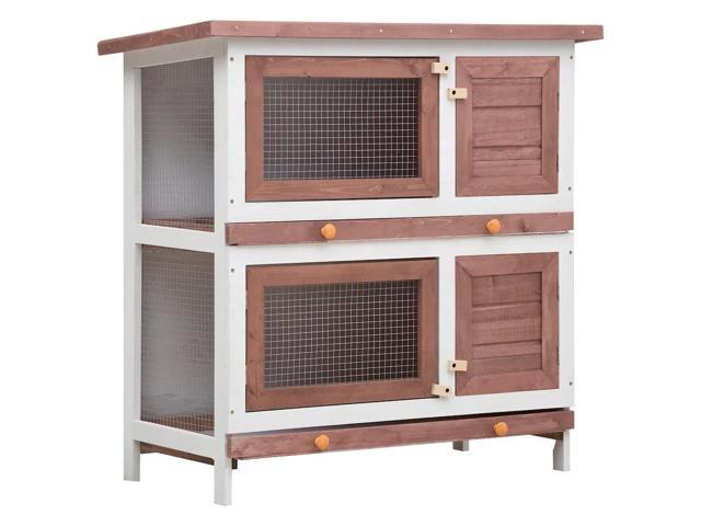 Click here for vidaXL Outdoor Rabbit Hutch 4 Doors Brown Wood prices