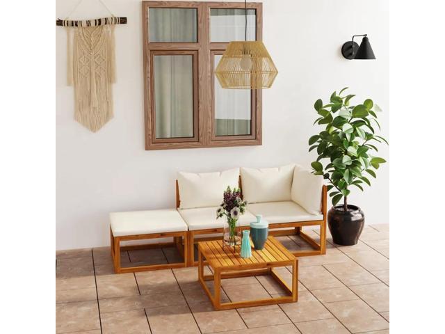 Click here for vidaXL Garden Lounge Set Cream cushions  natural w... prices