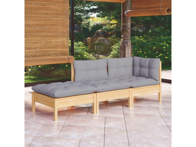 Click here for vidaXL 3 Piece Patio Lounge Set with Gray Cushions... prices