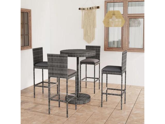 Click here for vidaXL 5 Piece Patio Bar Set with Cushions Poly Ra... prices