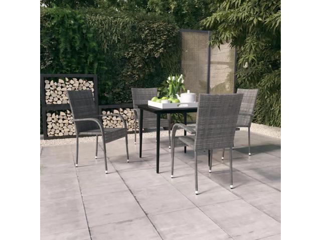 Click here for vidaXL 5 Piece Patio Dining Set Gray and Black prices
