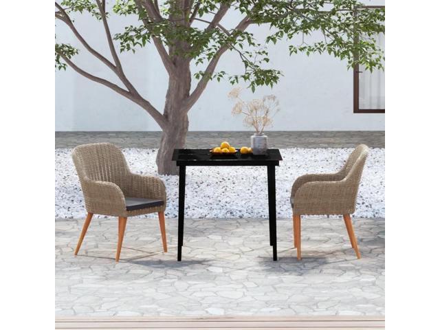Click here for vidaXL 3 Piece Patio Dining Set with Cushions Brow... prices