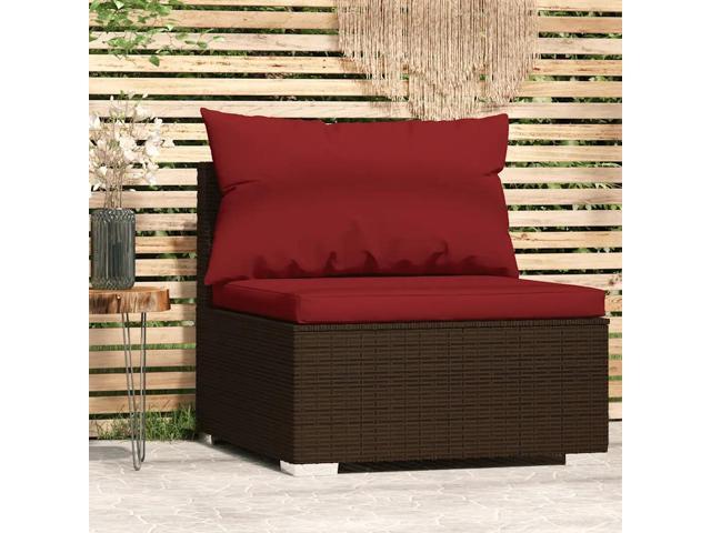 Click here for vidaXL Patio Middle Sofa with Cushions Brown Poly... prices