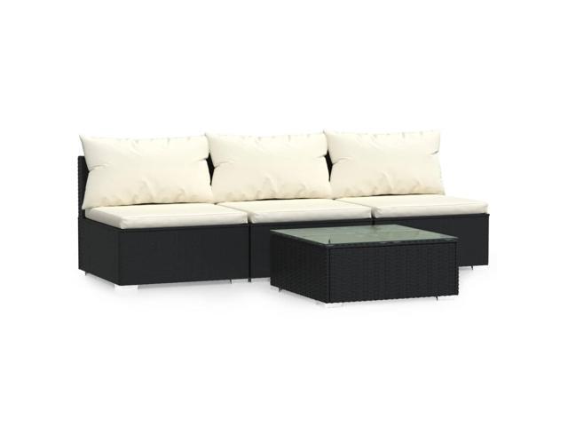 Click here for vidaXL 4 Piece Patio Lounge Set with Cushions Blac... prices