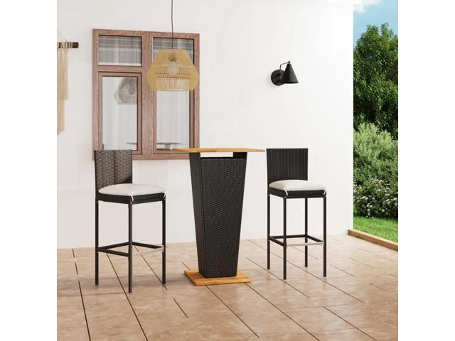 Click here for vidaXL 3 Piece Patio Bar Set with Cushions Poly Ra... prices