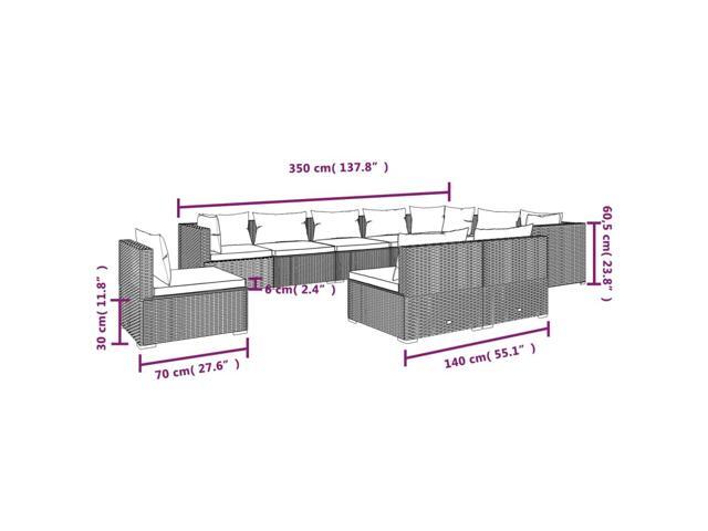 Click here for vidaXL Patio Lounge Set 10 Piece with Cushions Pol... prices