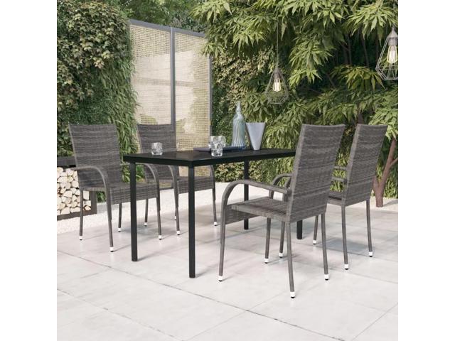 Click here for vidaXL 5 Piece Patio Dining Set Gray and Black prices