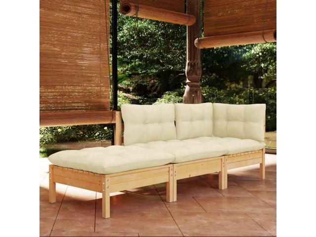 Click here for vidaXL 3 Piece Patio Lounge Set with Cream Cushion... prices