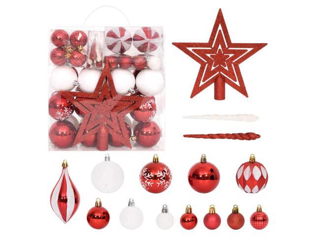 Click here for vidaXL 64 Piece Christmas Bauble Set Red and White prices