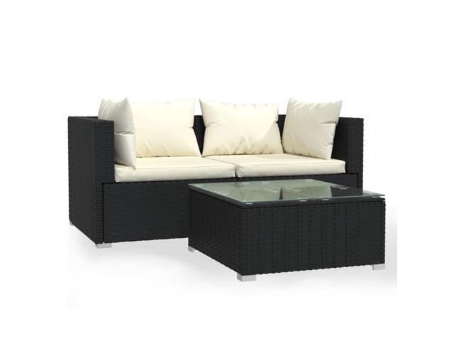 Click here for vidaXL 3 Piece Patio Lounge Set with Cushions Blac... prices