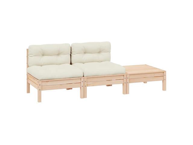 Click here for vidaXL 3 Piece Patio Lounge Set with Cream Cushion... prices