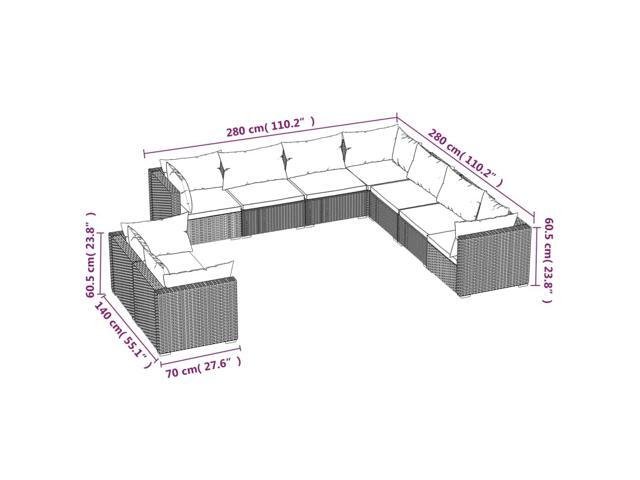 Click here for vidaXL Patio Lounge Set 9 Piece with Cushions Blac... prices