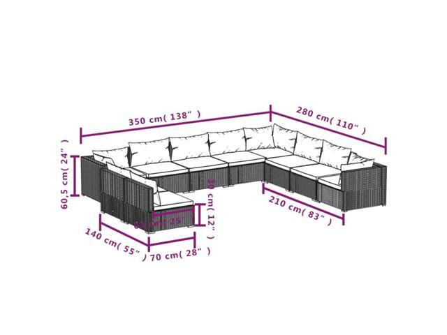 Click here for vidaXL Patio Lounge Set 10 Piece with Cushions Bla... prices