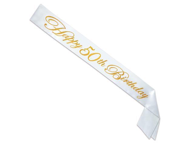 Click here for Glittered Happy 50T Birthday Satin Sash prices