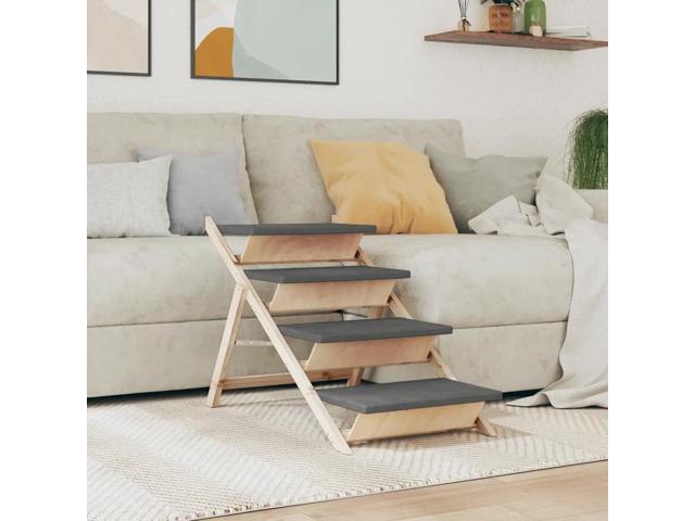 Click here for vidaXL Dog Stair Gray 41.3x18.5 Solid Wood Fir prices