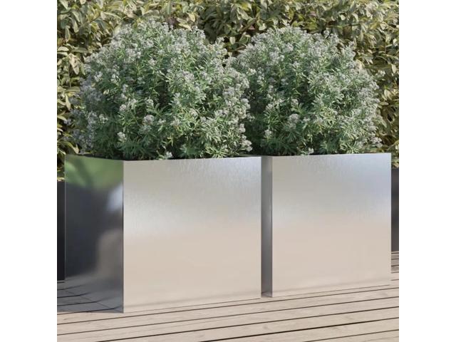 Click here for vidaXL Planters 2 pcs Silver 19.3x18.5x18.1 Stainl... prices
