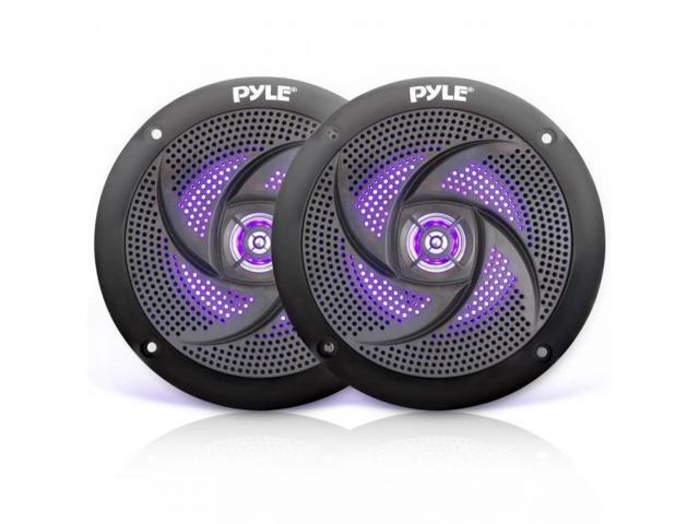 Pyle 4 Low-Profile Marine Led Speakers  Waterproof  100 Watt - Black