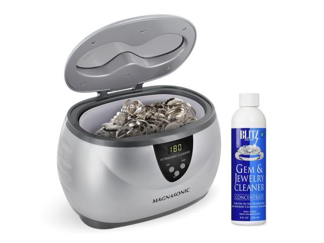 Magnasonic Ultrasonic Cleaner  20oz Stainless Steel Tank  Digital Timer  5 Cleaning Modes  w/ 8oz Gem & Jewelry Cleaner Concentrate Solution for All J