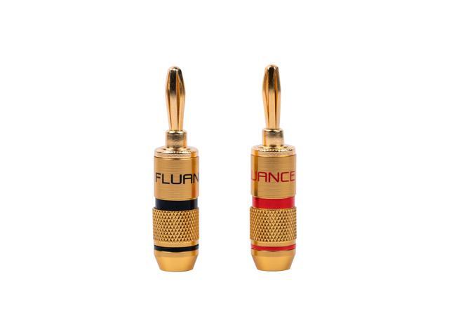 Fluance Banana Plug for Speaker Wire Double Screwed 24K Gold-plated color-coded connectors compatible with 16 to 12 Awg speaker wire for HiFi Sound Sy