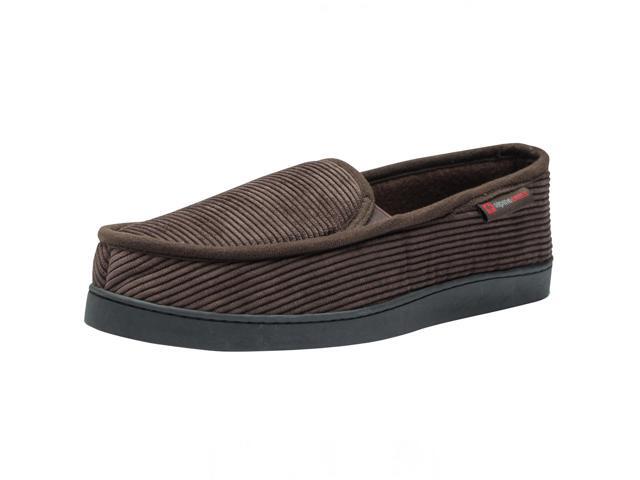 Alpine Swiss Mens Wide Slippers Steve Moccasin House Shoes Memory Foam Insole Corduroy Slip-On Terry Lining Indoor Outdoor Non-Slip Rubber Outsole -